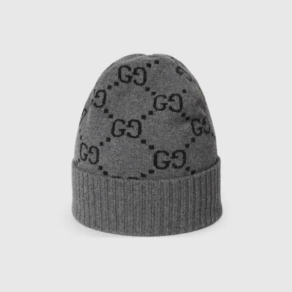 Gucci Gg Cashmere Beanie - Grey