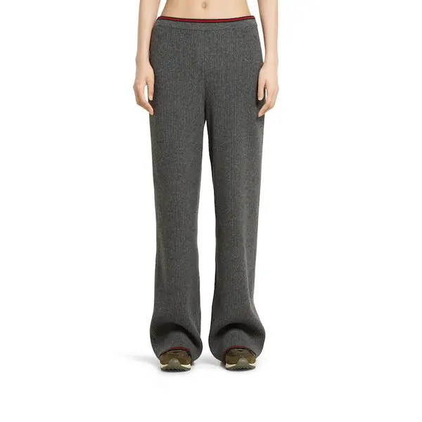 Gucci Soft Rib Felted Wool Pants - Grey