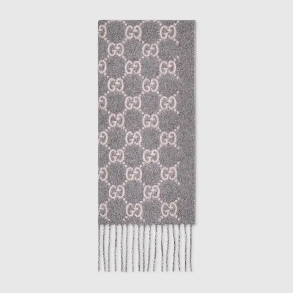 Gucci Gg Cashmere Scarf Cashmere - Grey