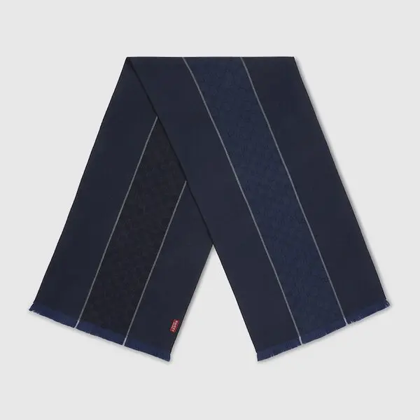Gucci Gg Wool Jacquard Scarf - Blue