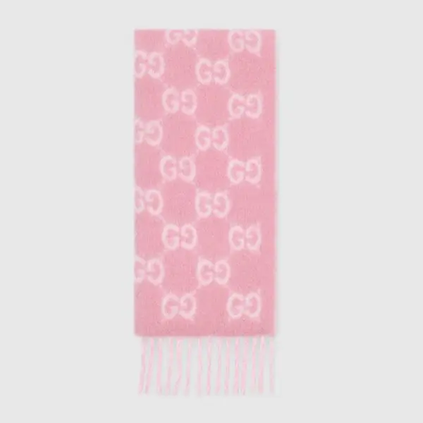 Gucci Gg Alpaca Wool Blend Scarf Wool - Pink