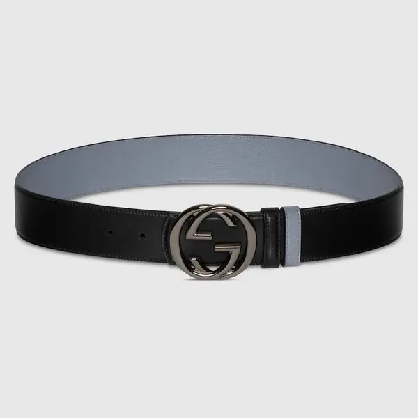 Gucci Reversible Belt With Interlocking G Buckle - Black
