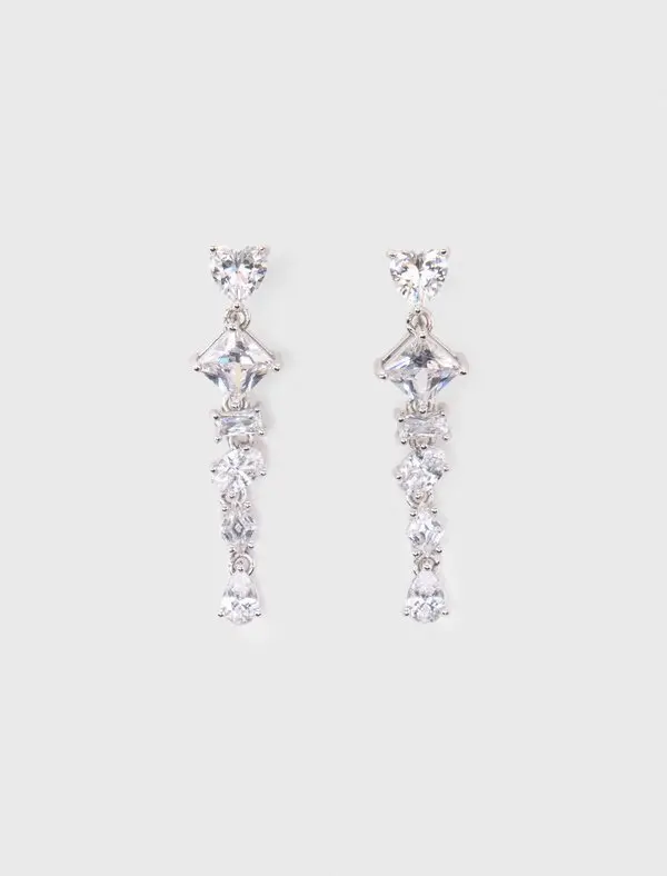 Maje Crystal Heart Drop Earrings - Cristal