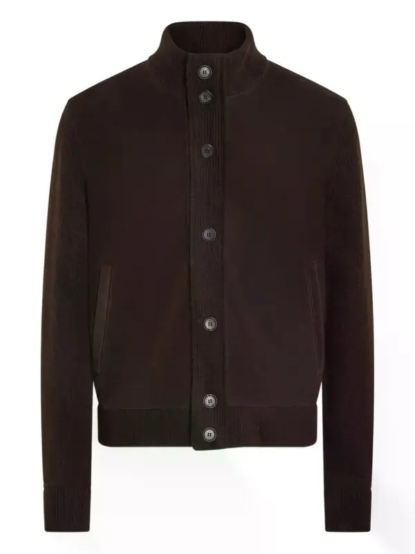 Zegna Button-fastening Panelled Cardigan - Brown