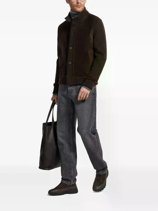 Zegna Button-fastening Panelled Cardigan - Brown
