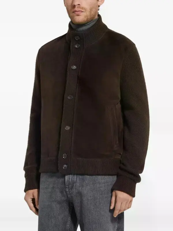 Zegna Button-fastening Panelled Cardigan - Brown