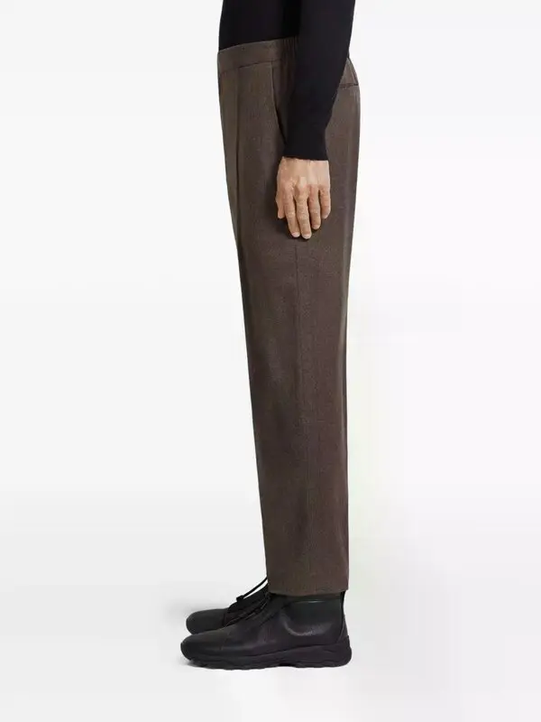 Zegna Elasticated-waistband Trousers - Brown