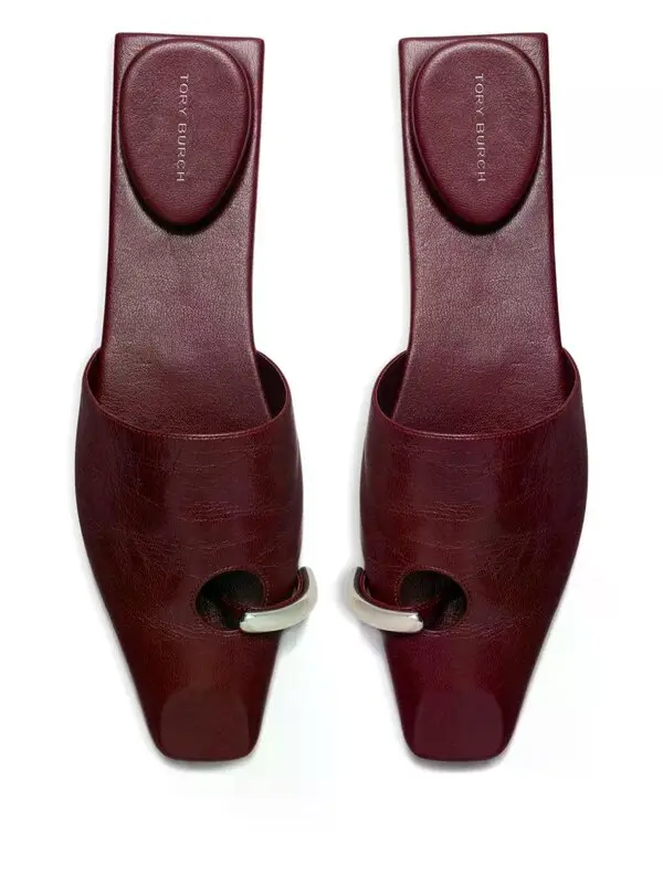 Tory Burch Pierced Leather Mules - Red