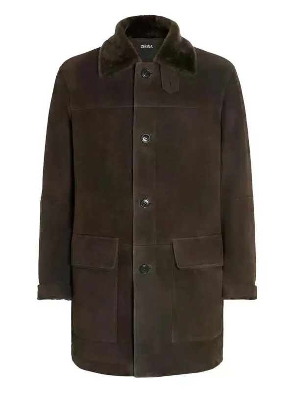 Zegna Shearling-collar Suede Coat