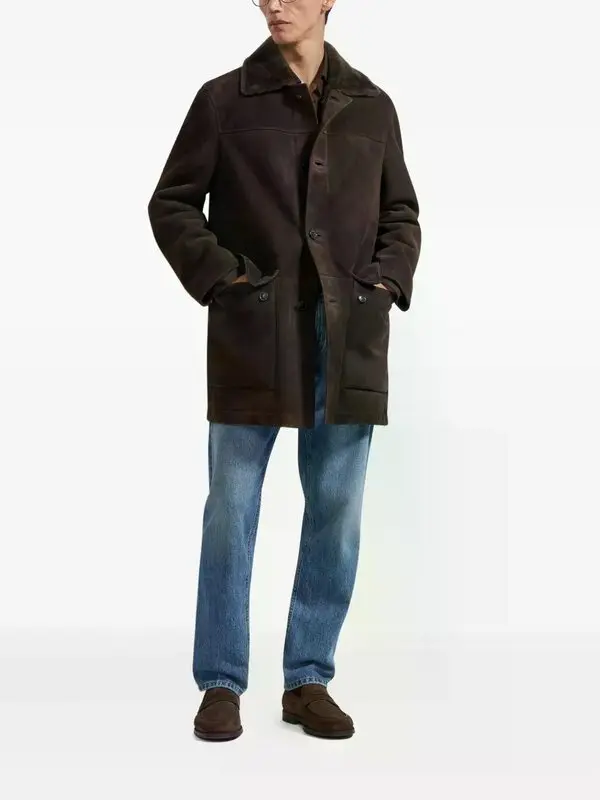 Zegna Shearling-collar Suede Coat