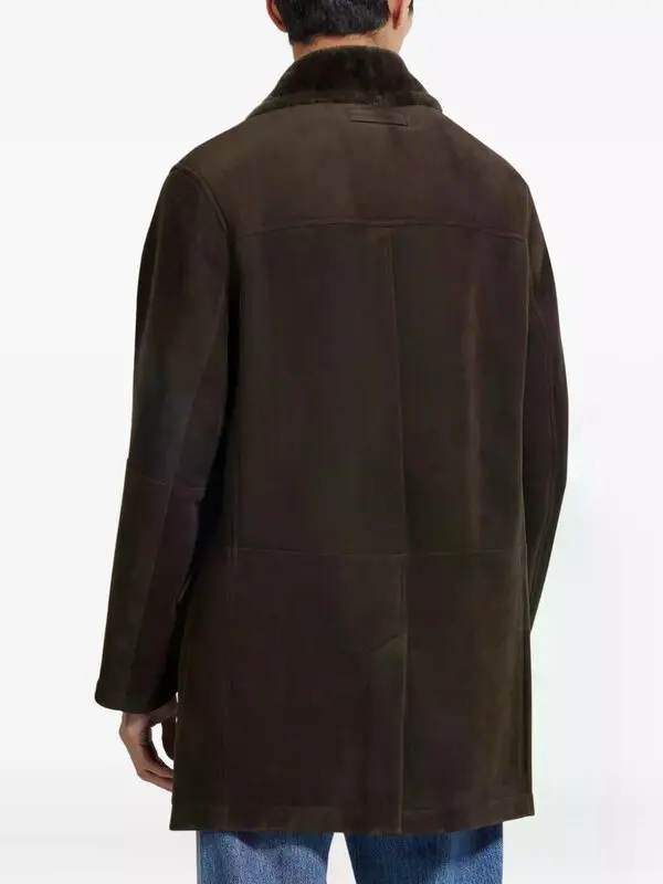 Zegna Shearling-collar Suede Coat