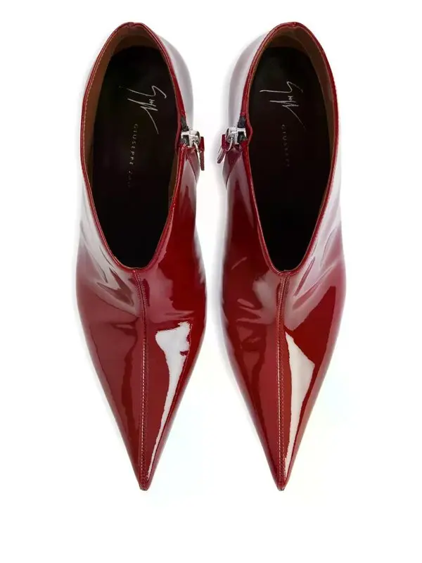 GIUSEPPE ZANOTTI Pointed-toe Patent Leather Boots - Red