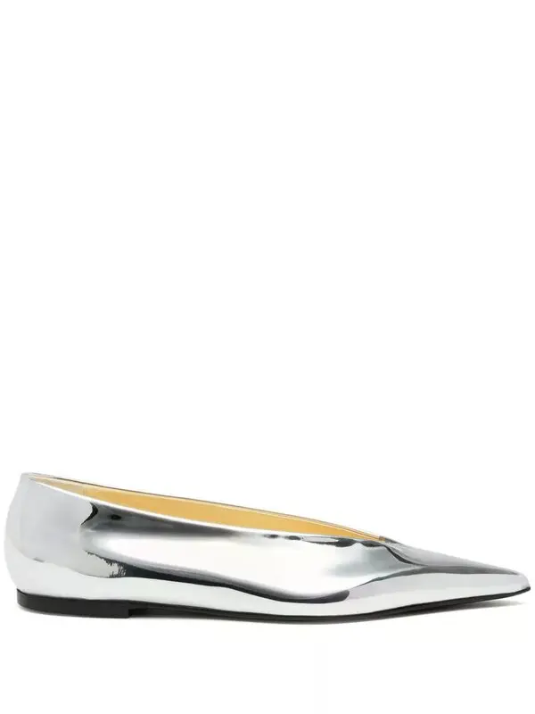Proenza Schouler Slash Pointed-toe Flat Pumps - Silver