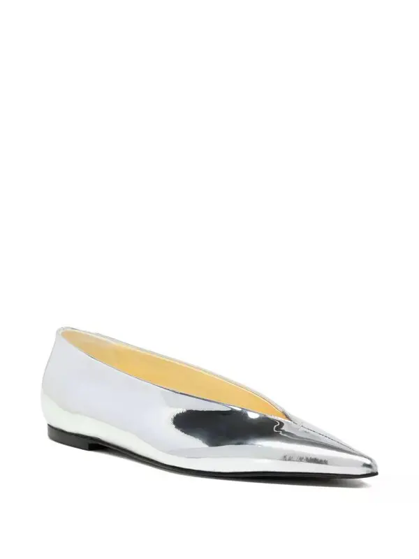 Proenza Schouler Slash Pointed-toe Flat Pumps - Silver
