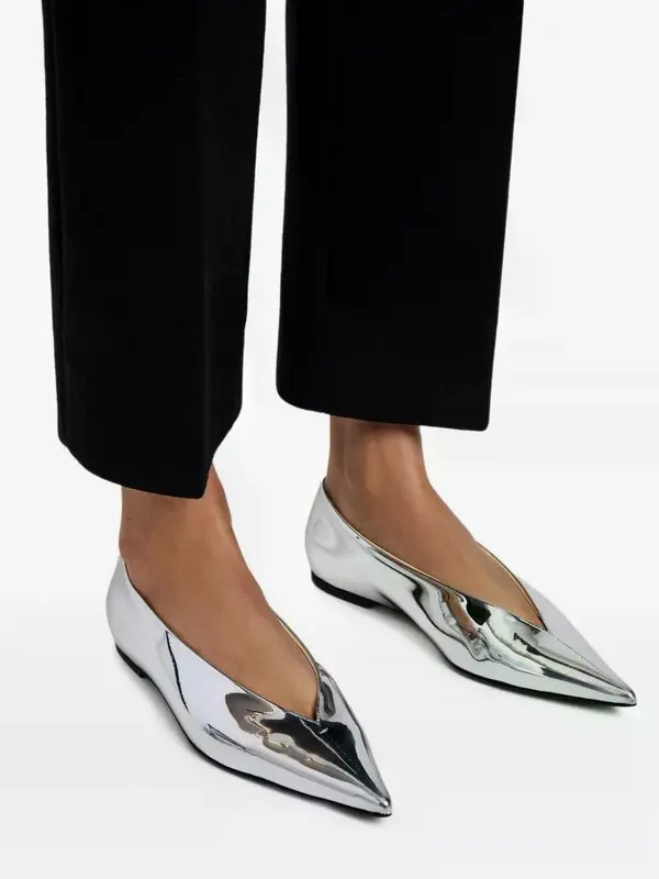 Proenza Schouler Slash Pointed-toe Flat Pumps - Silver