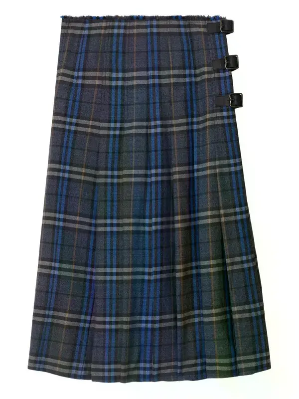 Burberry Check Midi Skirt - Grey