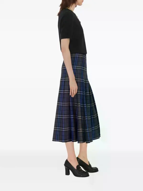 Burberry Check Midi Skirt - Grey