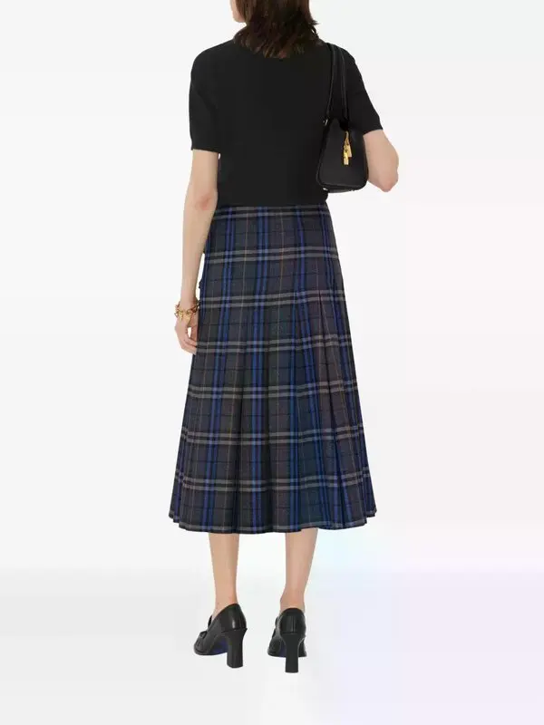 Burberry Check Midi Skirt - Grey
