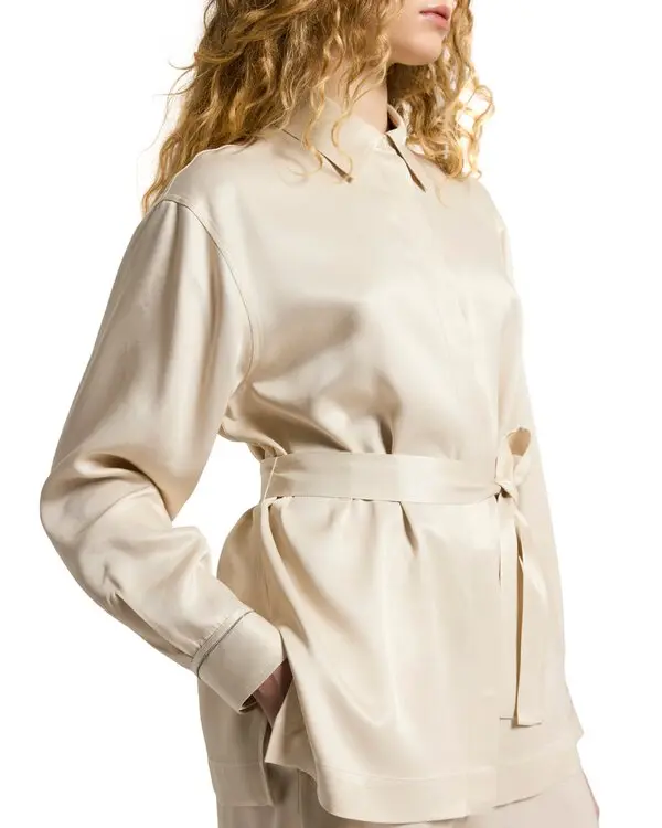 Peserico Belted Long Sleeve Blouse