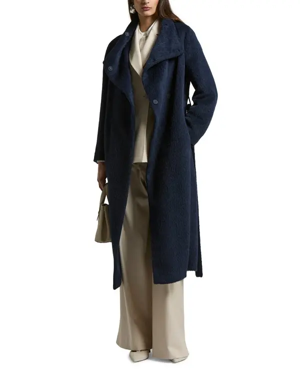Peserico Long Stand Collar Belted Coat