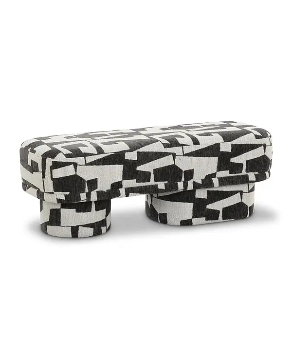 TOV FURNITURE Lena Jacquard Bench - Black And White
