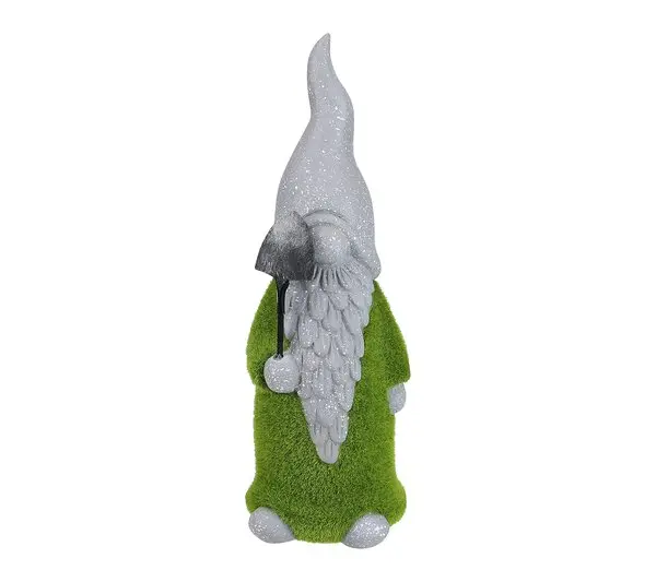 NORTHLIGHT 14' Faux Moss Gnome With Shovel Gard N Statue - One-color