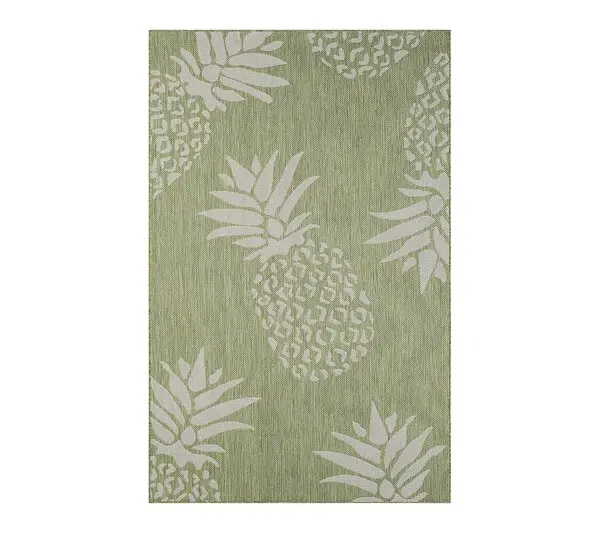 OX BAY TRADING CO. Ox Bay Green/ivory Pineapple Outdoor Area Rug, '9 X 9'9 - One-color