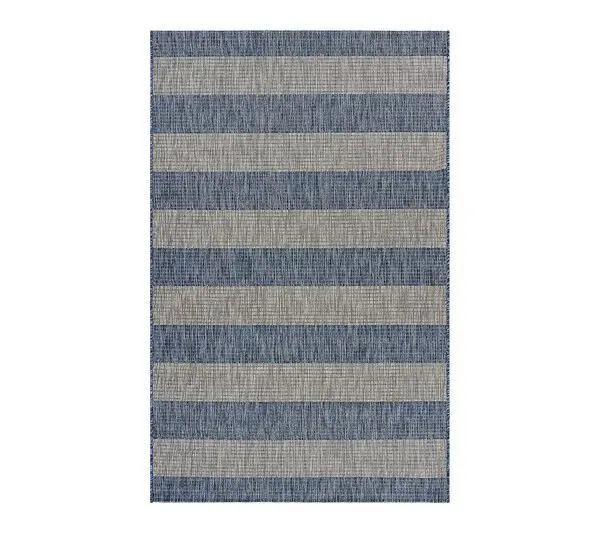 OX BAY TRADING CO. Ox Bay Navy Blue/gray Striped Outdoor Area Rug, 7'9' X 9'9 - One-color