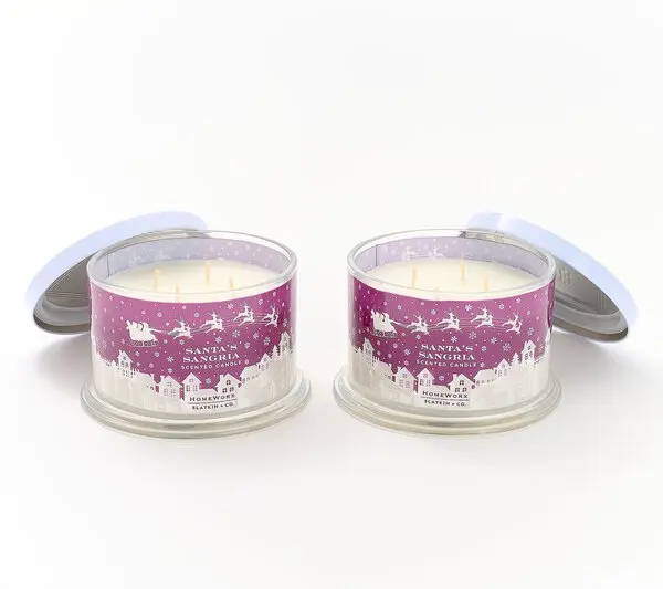 HOMEWORX BY SLATKIN + CO. As Is S/2 18oz Santa Candles - One-color