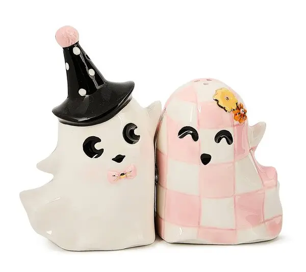 MACKENZIE-CHILDS As Is Halloween Ghost Salt & Pepper Shakers - One-color