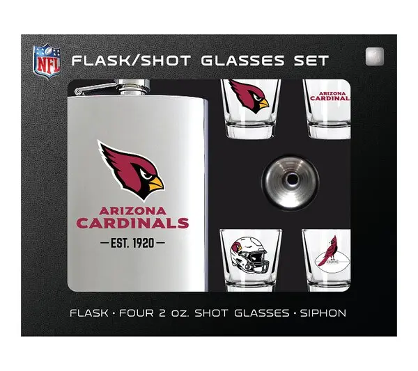 MOJO LICENSING Nfl Flask Set 1 Flask And 4 Sh Ot Glasses
