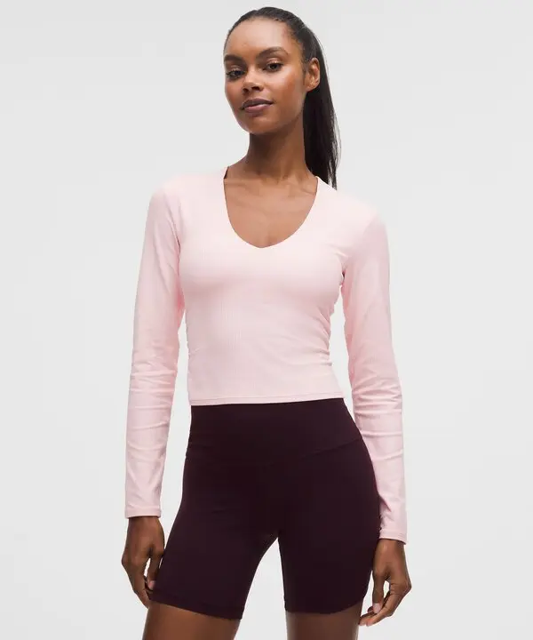 Lululemon All It Takes Ribbed Nulu V-neck Long-sleeve Shirt - Blush Quartz