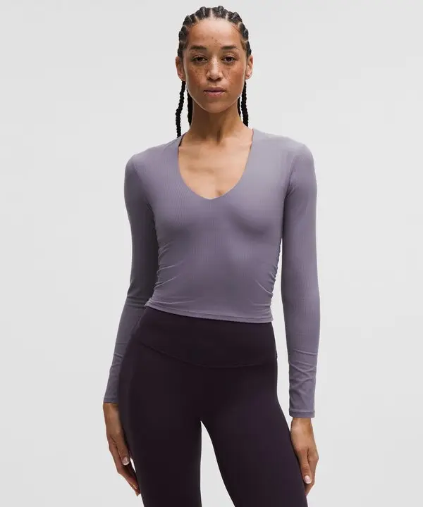 Lululemon All It Takes Ribbed Nulu V-neck Long-sleeve Shirt - Grape Mist