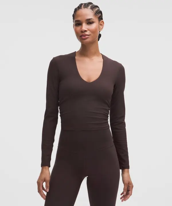 Lululemon All It Takes Ribbed Nulu V-neck Long-sleeve Shirt - Sequoia