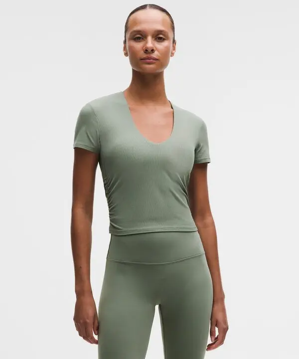 Lululemon All It Takes Ribbed Nulu V-neck T-shirt - Willow Leaf