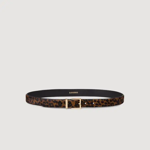 Sandro Pony Effect Leather Belt - Brown