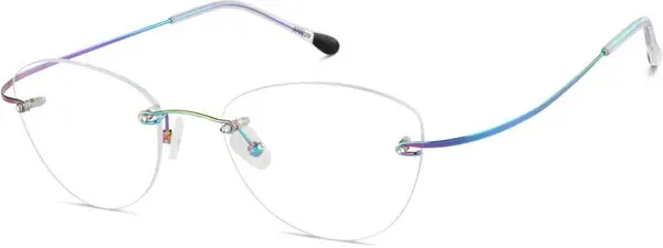 Zenni Lightweight Cat-eye Titanium Rimless Eyeglasses Frame - Multicolor