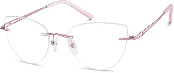 Zenni Lightweight Cat-eye Titanium Rimless Eyeglasses Frame - Pink