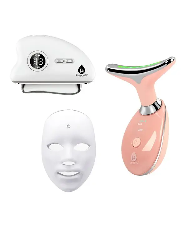 PURSONIC Ultimate 7-in-1 Led Light Therapy Skincare Bundle - White