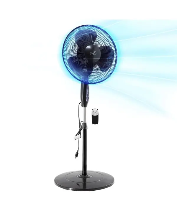 VIE AIR 16 Inch 3 Speed Oscillating Stand Fan With Remote Control - Black