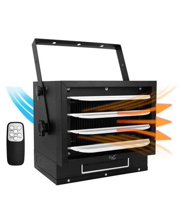 VIE AIR 7500w Portable Hard-wire Installation Garage Heater With Remote And Vertical And Horizontal Air Flow - Black