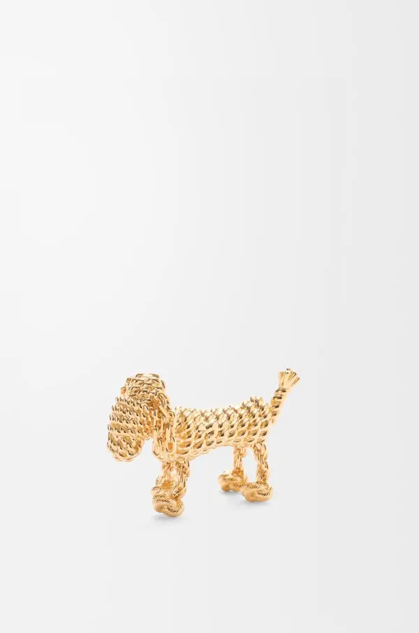 Loewe Sausage Dog Brooch - Gold