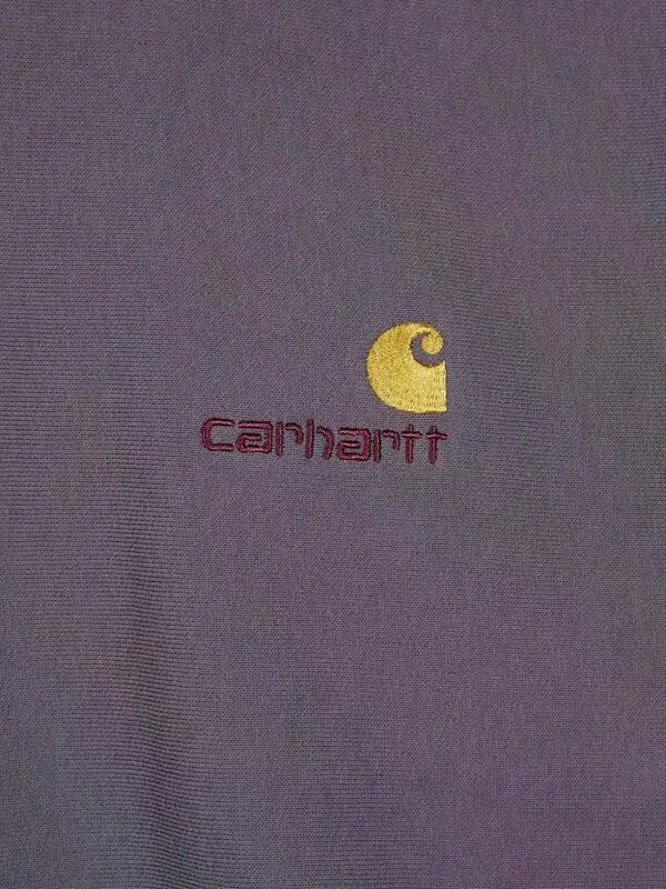 Carhartt Work In Progress American Script Embroidered Half Zip Sweatshirt - Grey