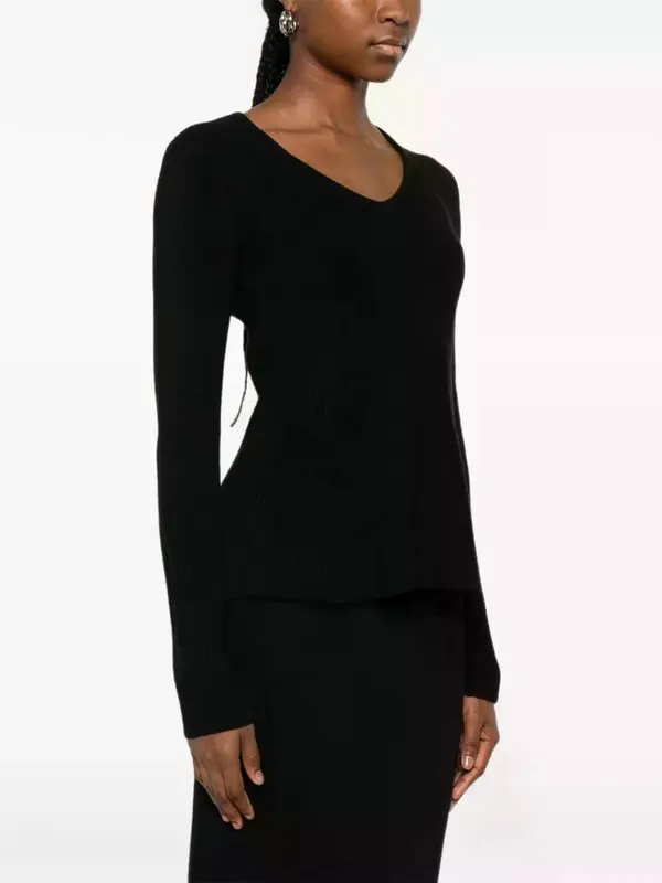 TWINSET V-neck Ribbed Knitted Top