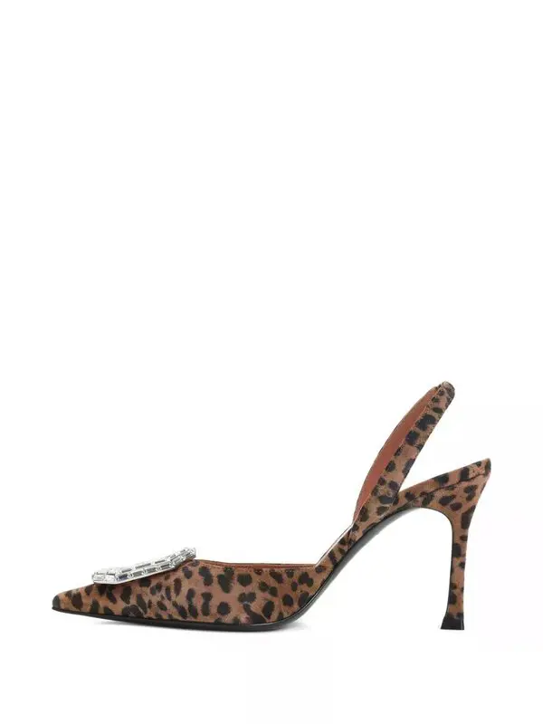 Amina Muaddi Crystal-embellished Slingback Pumps - Neutrals
