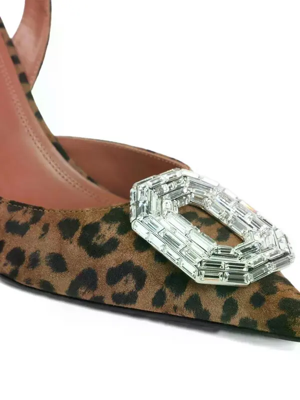 Amina Muaddi Crystal-embellished Slingback Pumps - Neutrals
