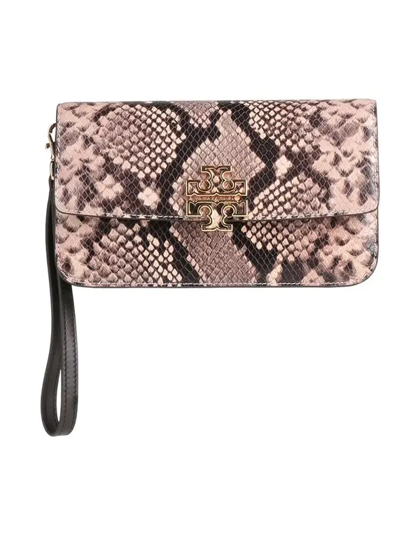 Tory Burch Leather Snakeskin Print Clutch