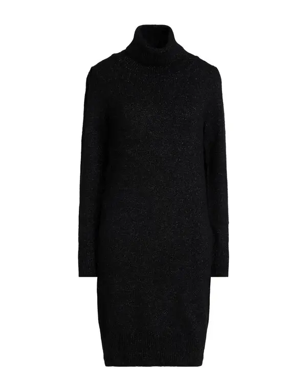 black dress on dark skin Black Whipstitch Knitted Mini Dress