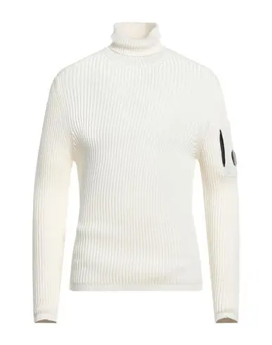 C.P. COMPANY Turtleneck In Virgin Wool And Polyester - Ivory