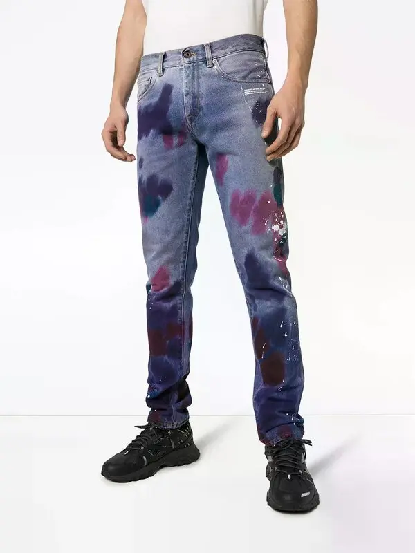 Off-White Paint Splattered Straight Leg Jeans